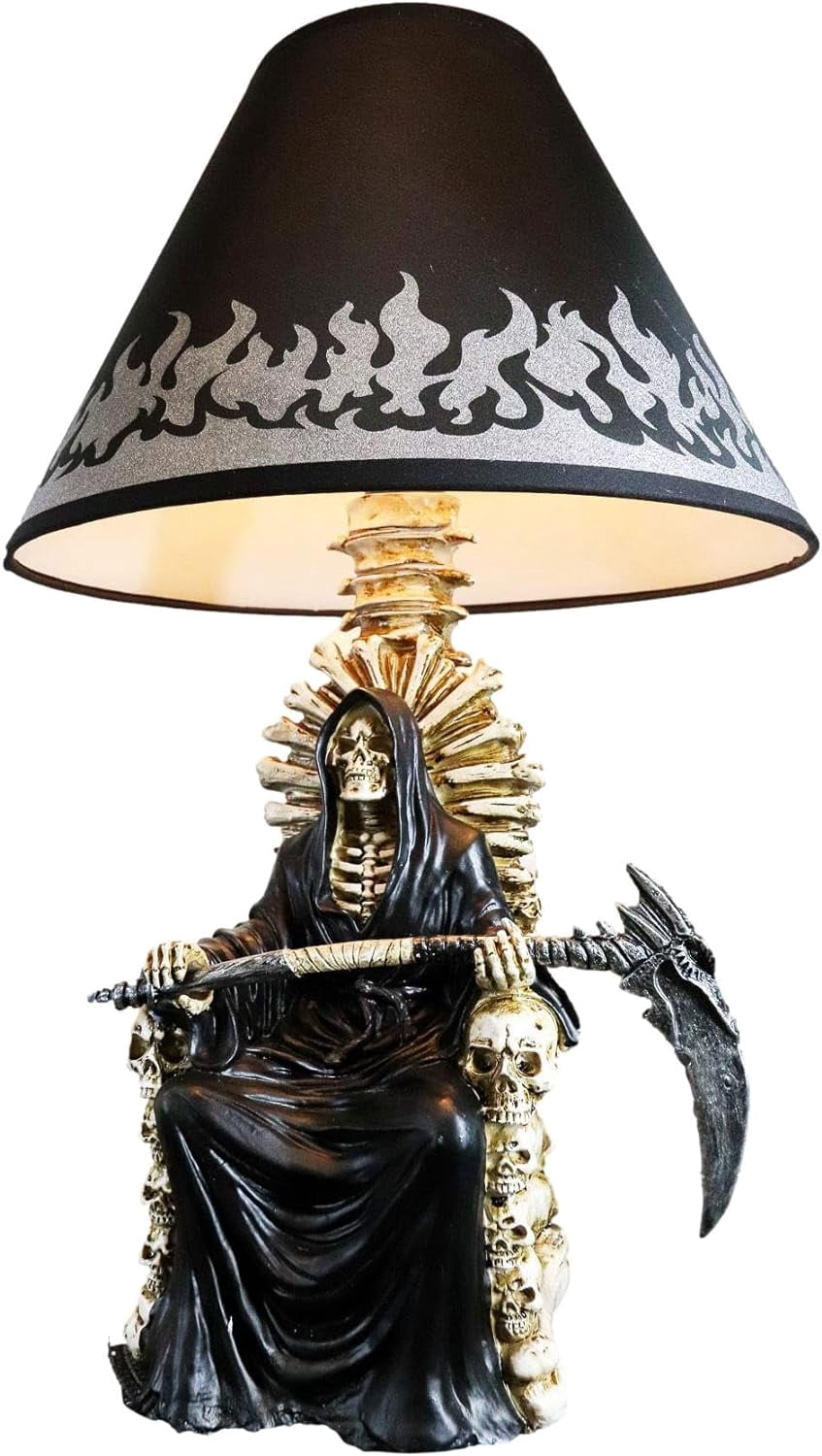 Ebros Gift Ghastly Wisdom Grim Reaper with Scythe Seated On Skulls and ...