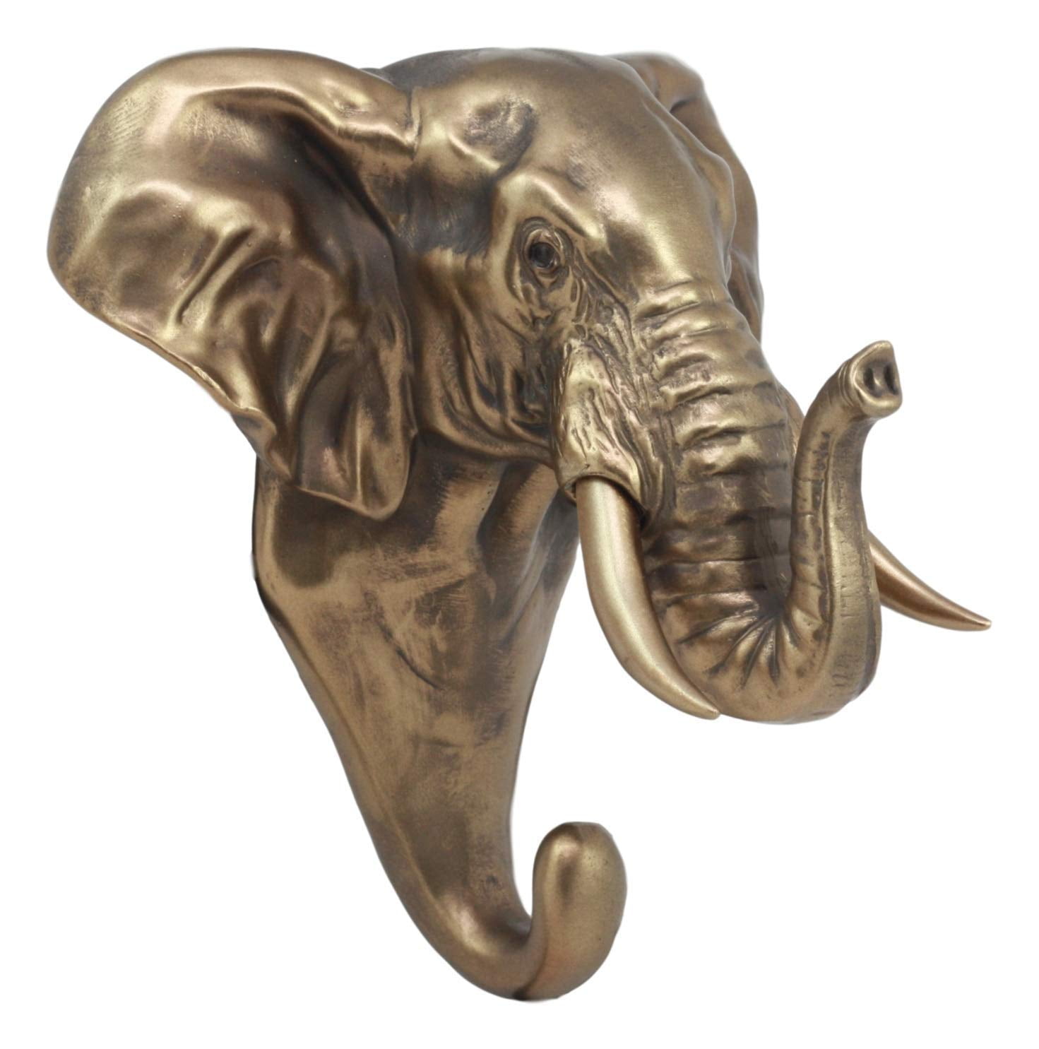 Ebros Gift Rustic Bronzed Safari Elephant Wall Hook Hanger 7" Tall for ...
