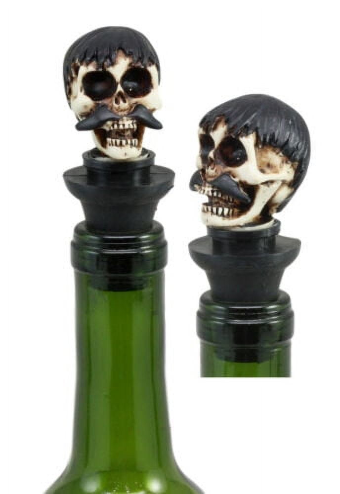 Ebros Gift Set of 2 Bandito Skeleton Skull Gangster Mustache Wine ...