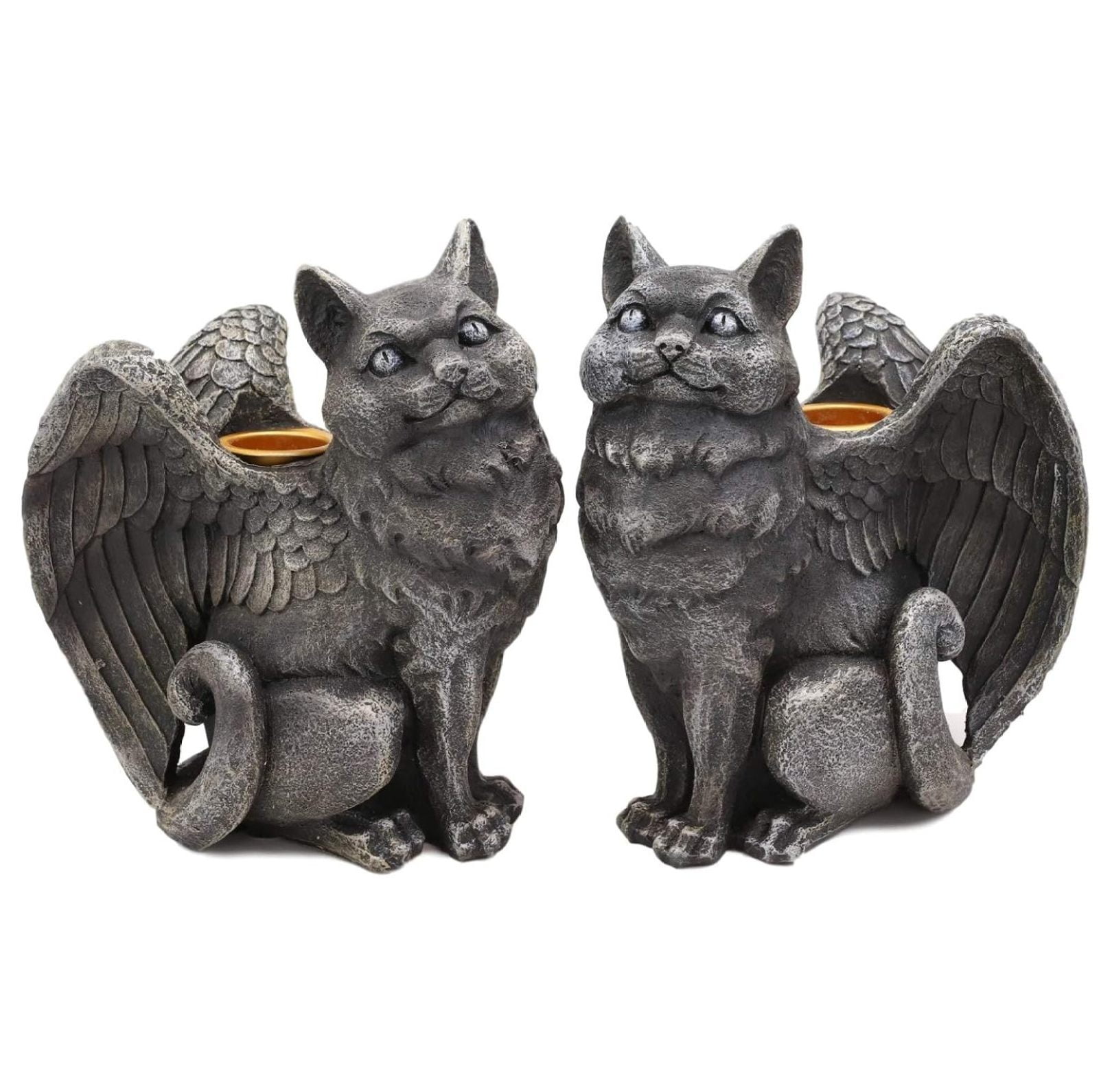 Ebros Gothic Angel Winged Catgoyle Cat Gargoyle Candle Holder Statue ...