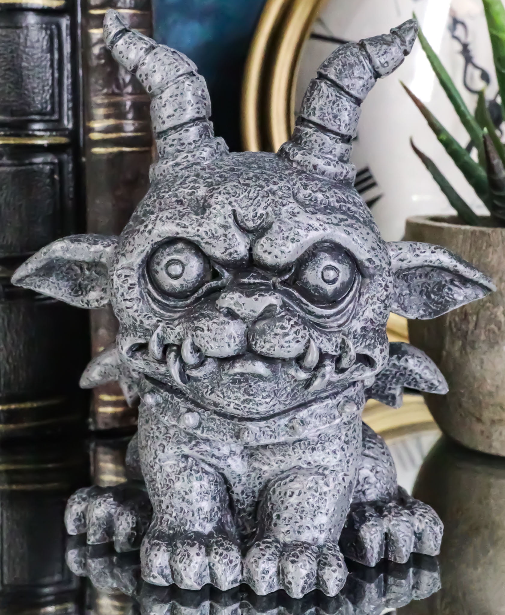 Ebros Gothic Horned Bulldog Gargoyle Agamon Figurine Small Fantasy ...