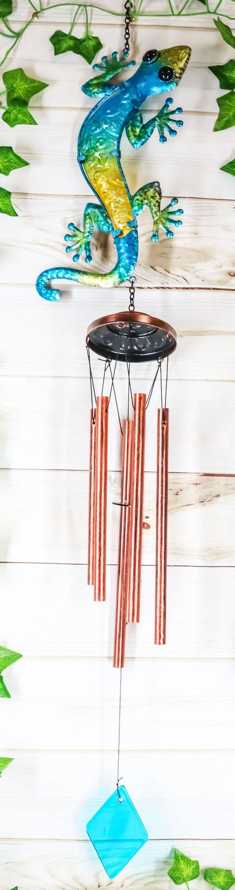 Ebros Green Camouflage Gecko Lizard Whimsical Copper Metal Wind Chime ...