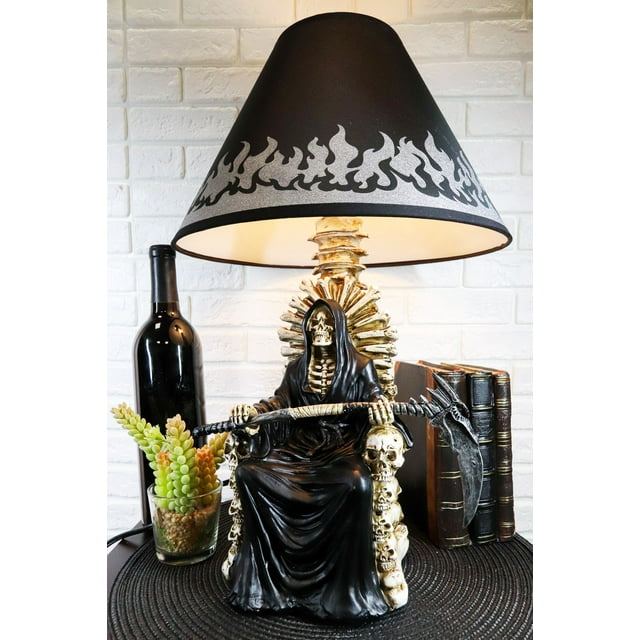 Ebros Grim Reaper Seated On Skeleton Justice Throne With Scythe Table ...