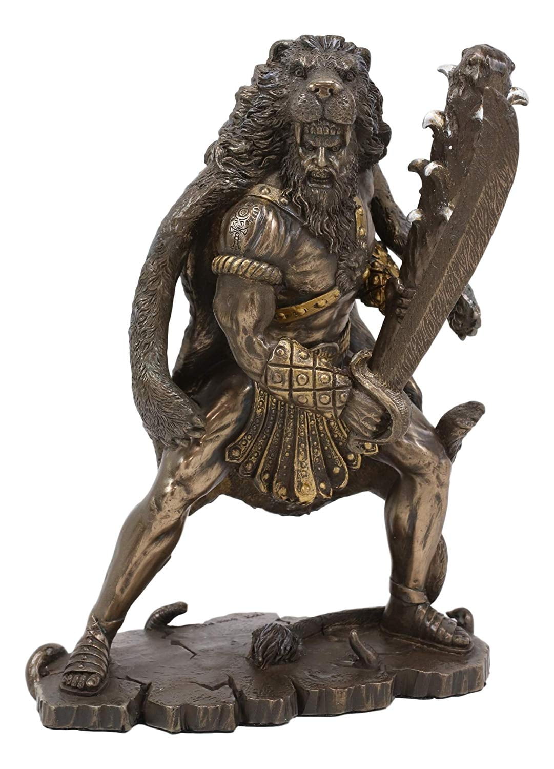 Ebros Hercules Holding Club with Neman Lion Skin Armor Sculpture ...