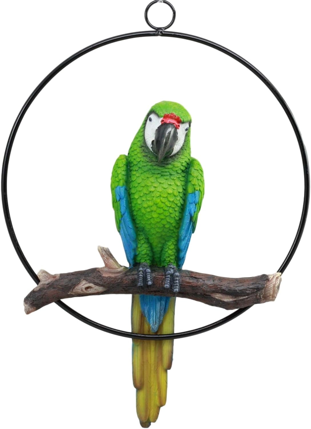 Ebros Home Garden Hanging Scarlet Macaw Parrot Perching on Branch in ...
