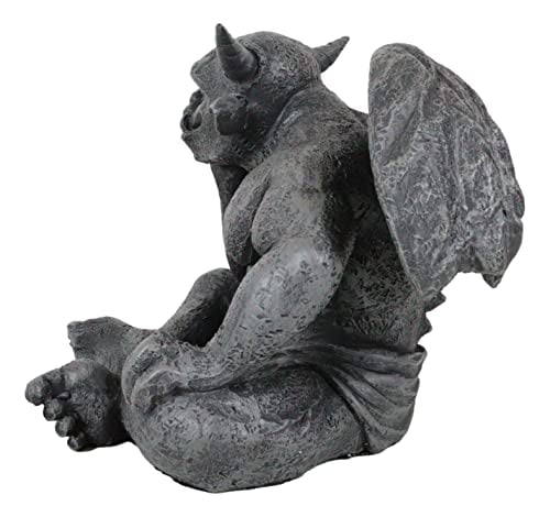 Ebros Horned Gargoyle The Dreamer Figurine Sitting Statue 6.5 Inch Long ...