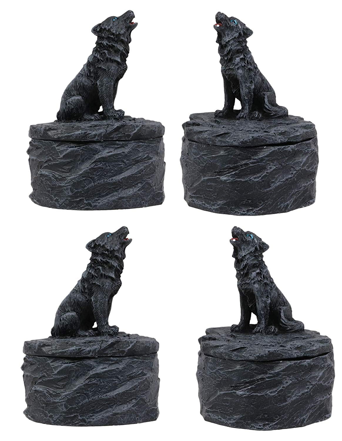 Ebros Howling Gray Alpha Wolf Mini Jewelry Decorative Box (Pack of 4 ...