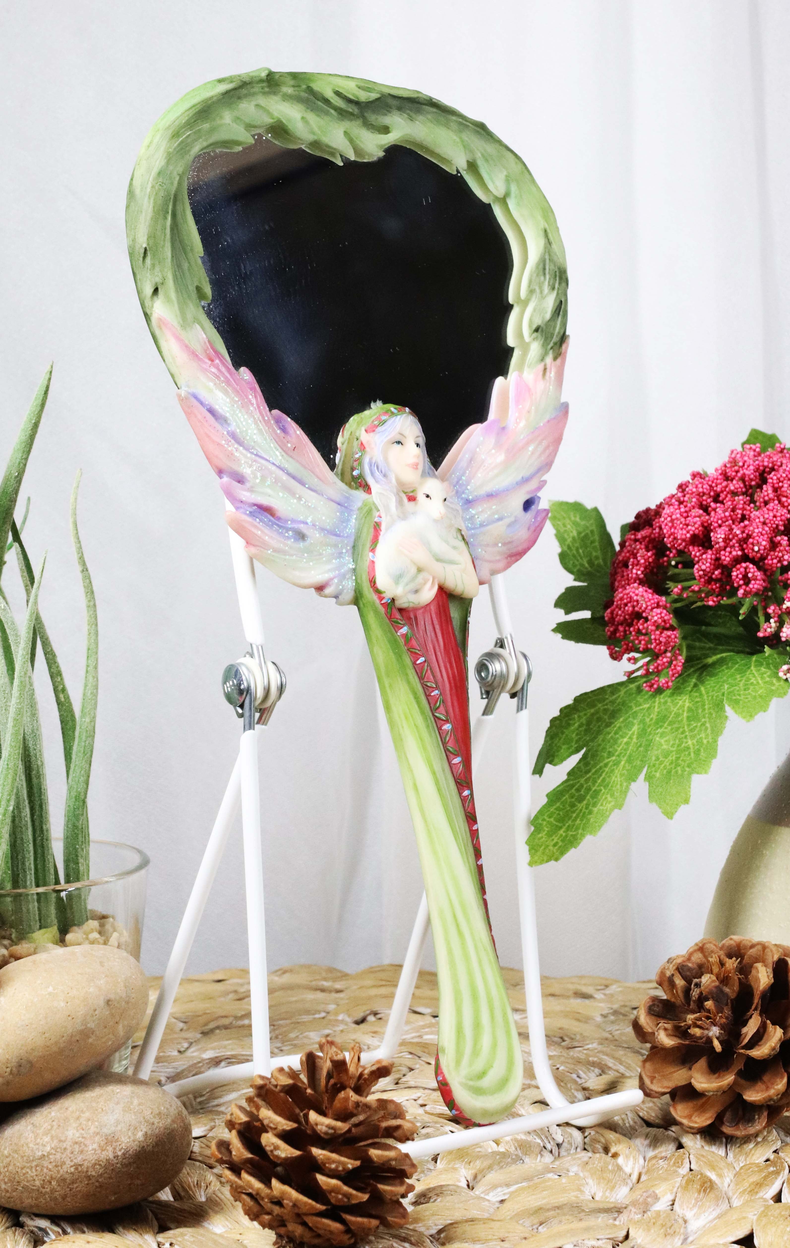 Ebros Jody Bergsma Snow Winter Magic Mistletoe Fairy with White Lamb ...