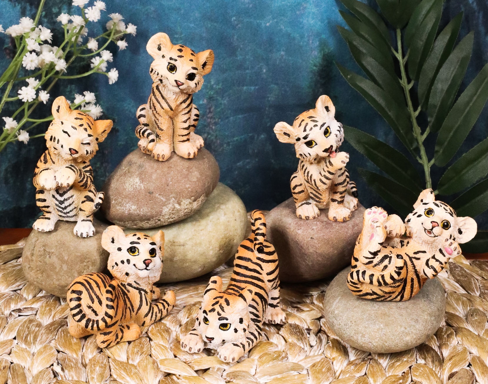 Ebros Jungle Playful Bengal Orange Tiger Cubs Mini Figurines Forest ...