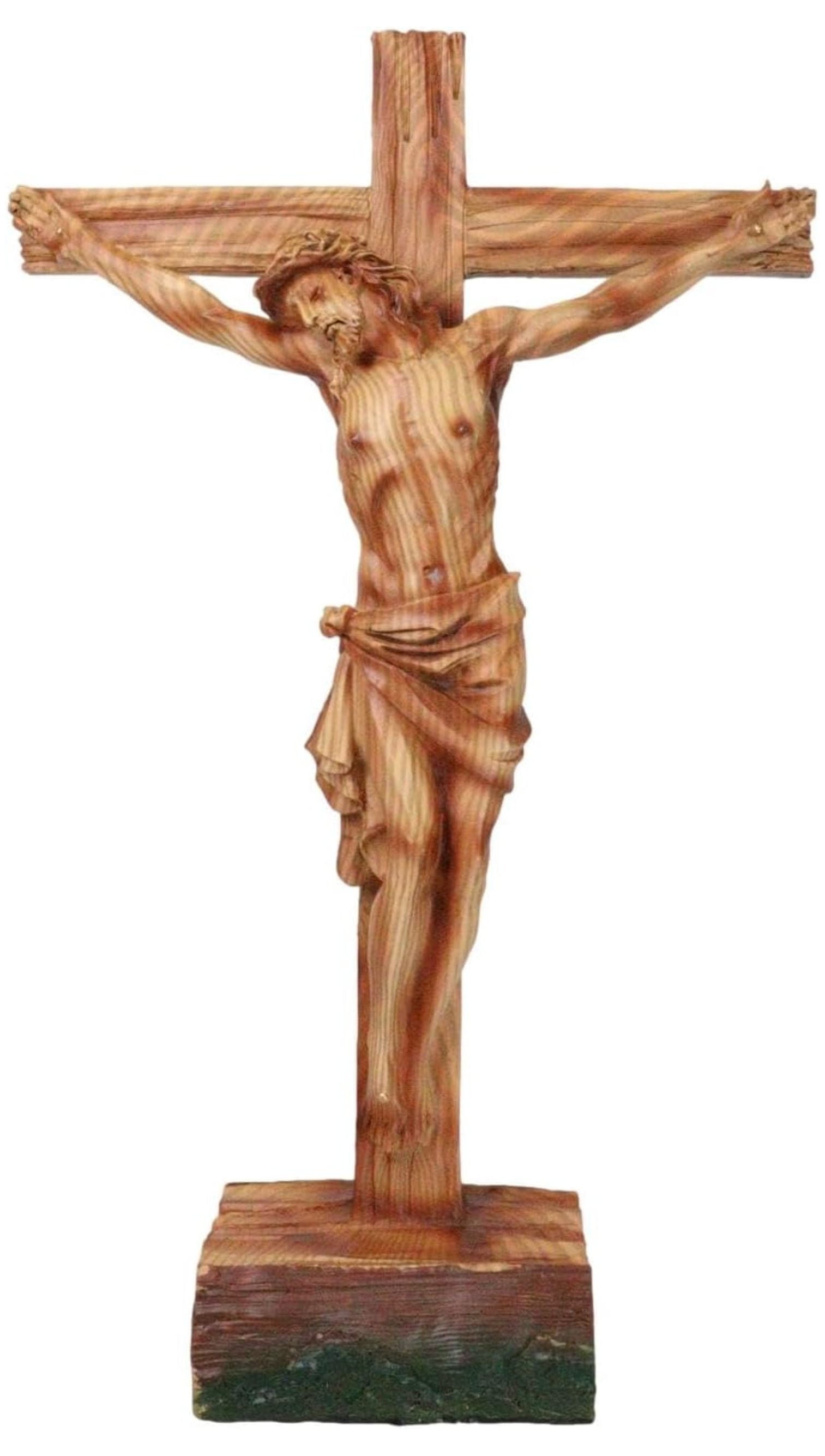 Ebros Large 15.25" Tall Jesus Christ With Crown Of Thorns Crucified On The Cross Desktop Plaque ...