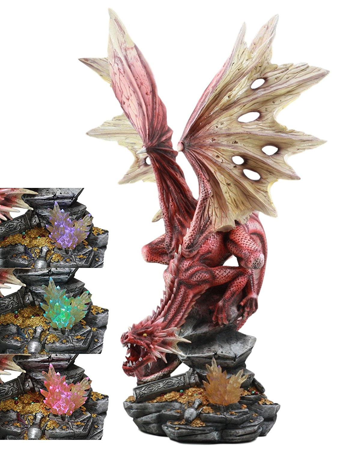 Ebros Large 23.25" Tall "Aerog" Red Volcano Dragon Crouching On Crystal ...