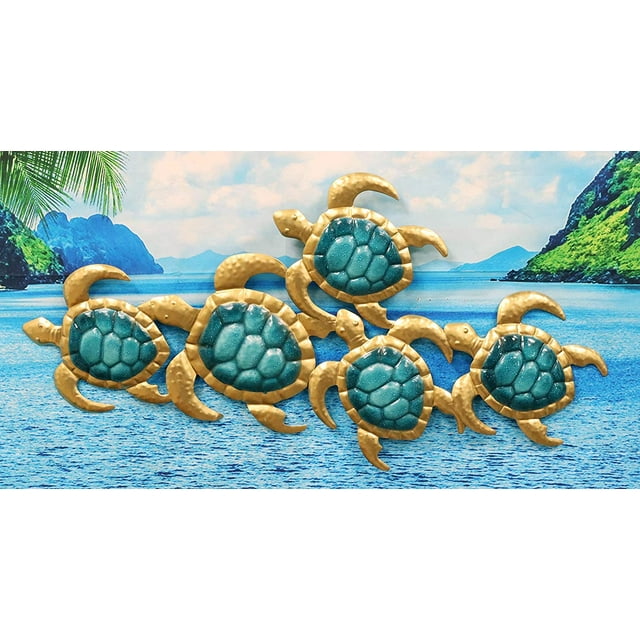 Ebros Large Aluminum Sea Turtles Hatchlings Hanging Wall Decor Plaque ...
