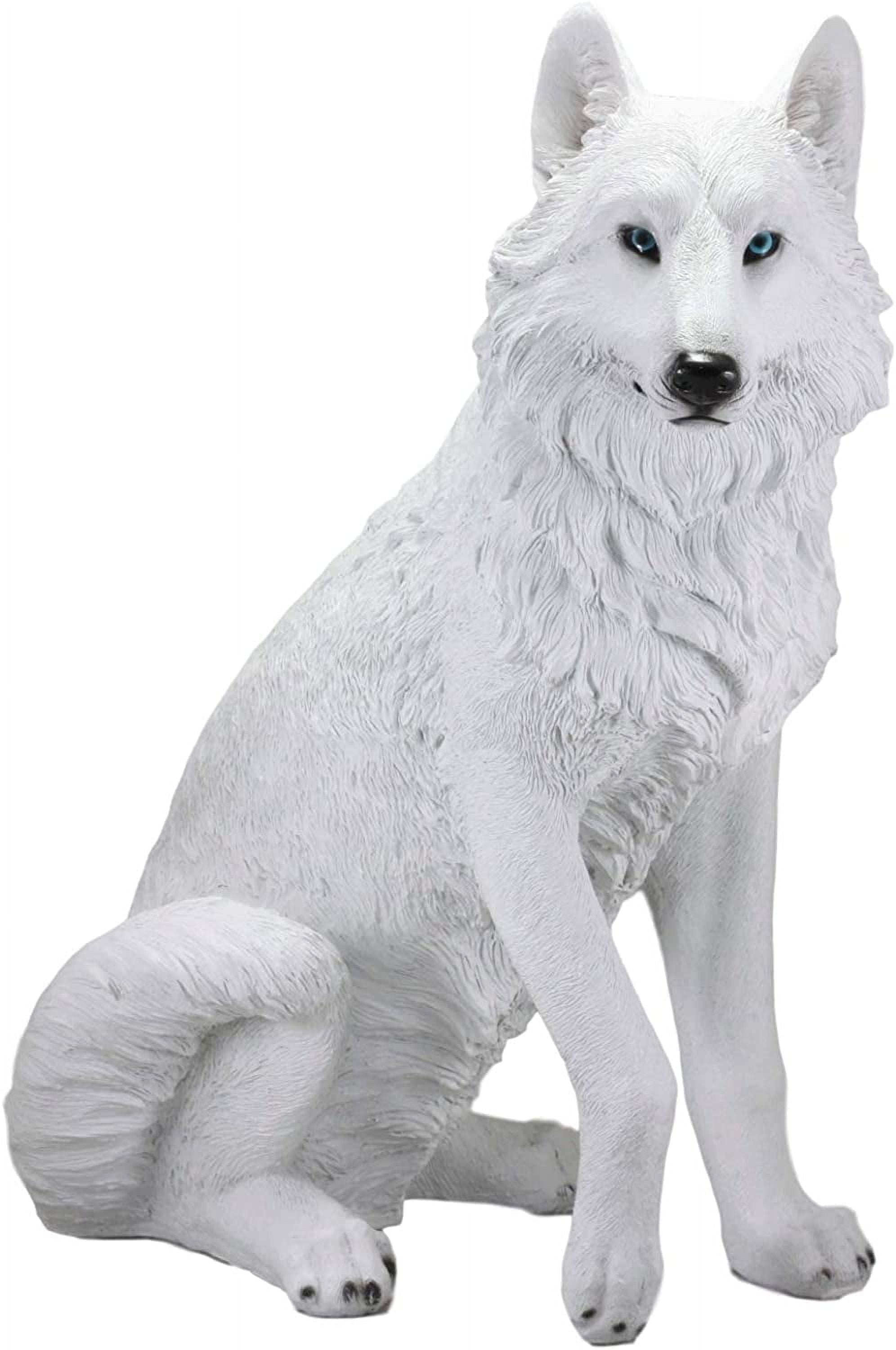 Ebros Large Artemis Wildlife Sitting Alpha Albino Ghost White Wolf ...