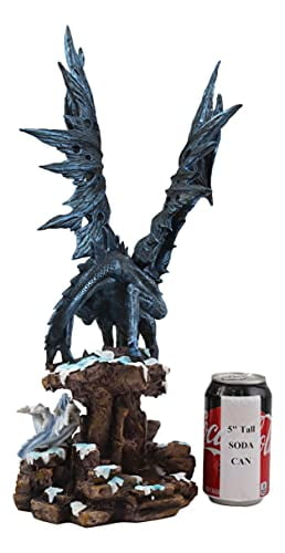 Ebros Large Night Fury Winter Dark Dragon with Frozen Ice White Baby ...