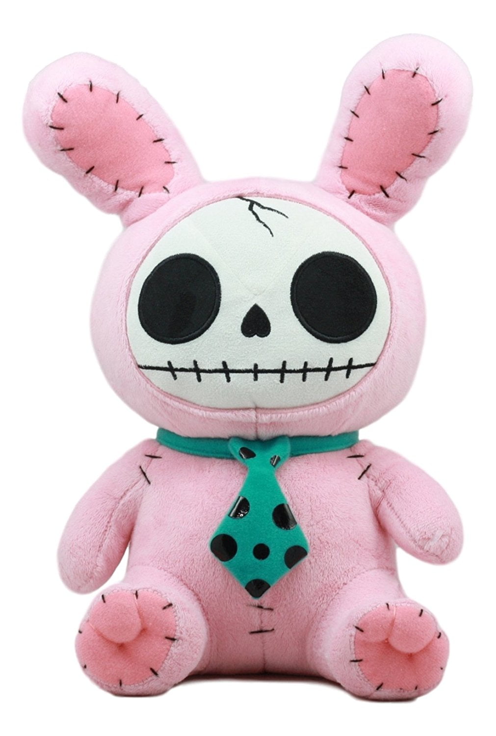 Ebros Larger Furry Bones Skeleton Pink Bunny With Green Polkadot Tie ...