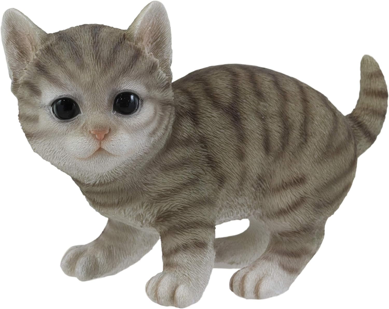 Ebros Lifelike Crouching Grey Striped Tabby Cat Statue 8.25" Long ...