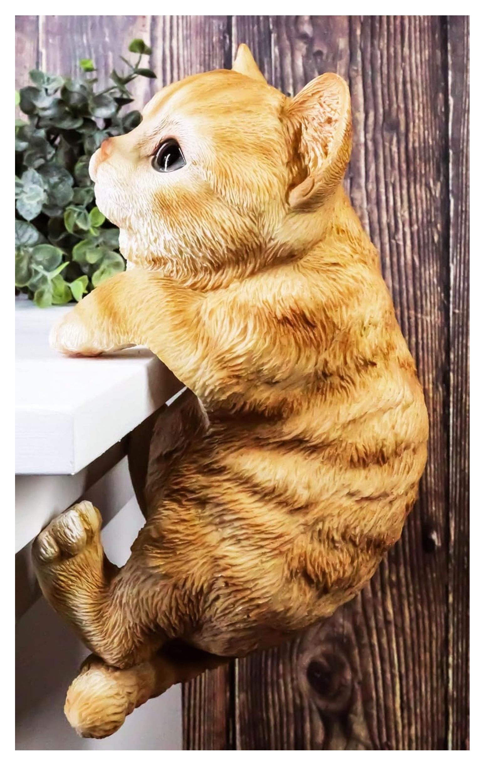 Ebros Lifelike Pot Pal Hanging Orange Tabby Cat Statue 8" Tall with ...
