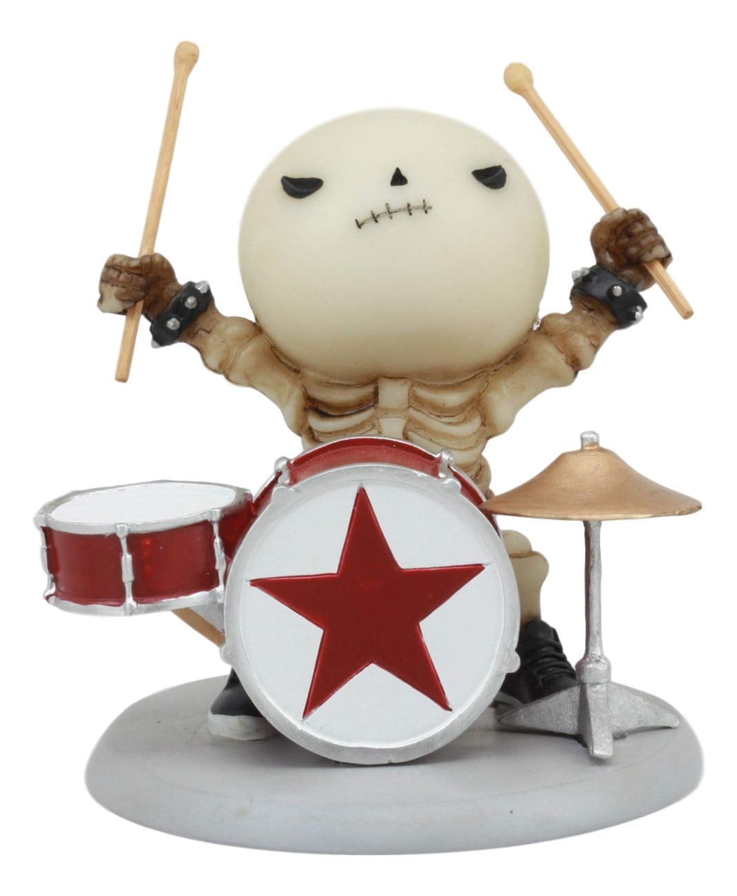 Ebros Lightning Lucky The Rock Star Skeleton Drummer Statue 3.5" Tall ...