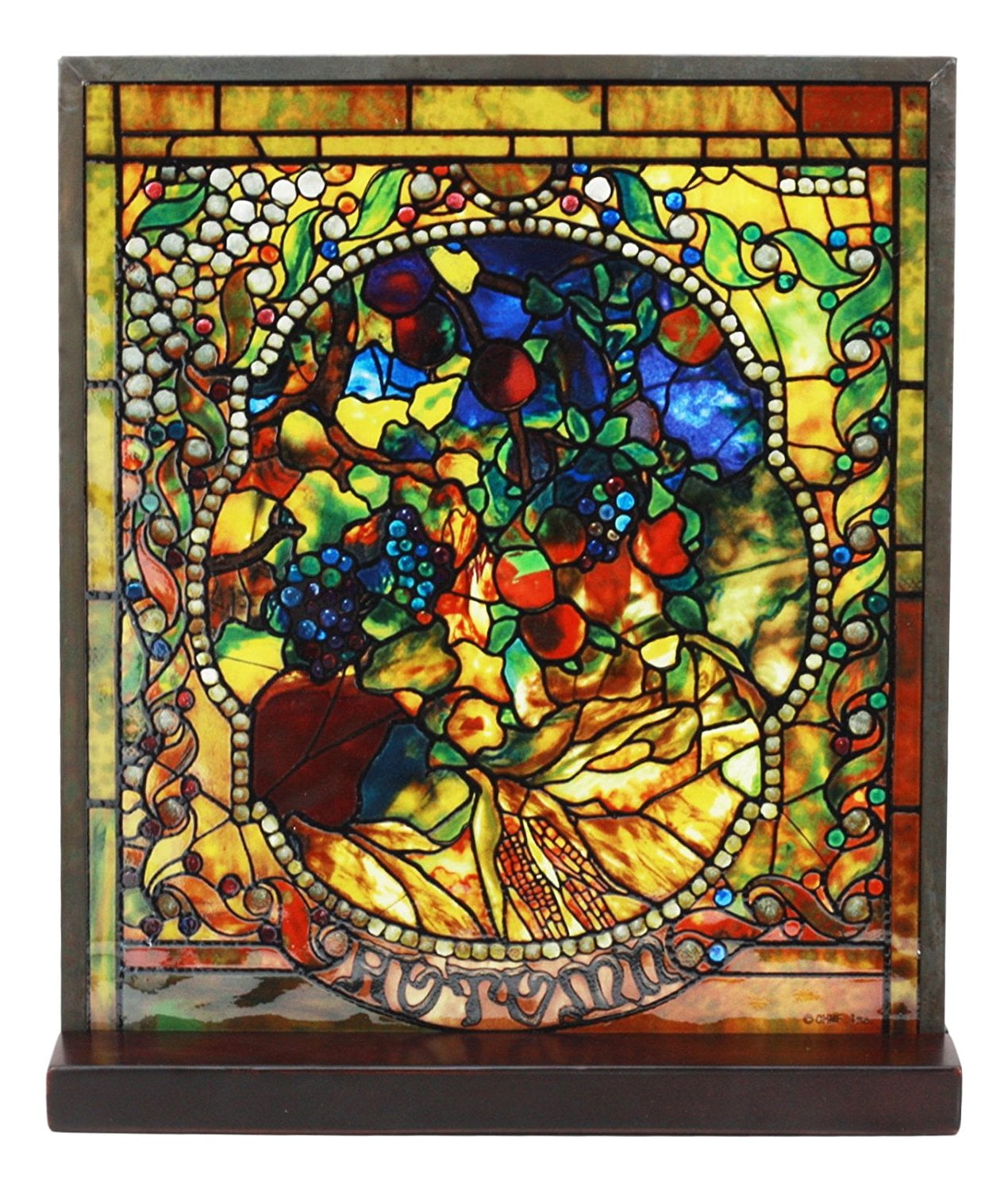 Ebros Louis Comfort Tiffany Four Seasons Autumn Fall Stained Glass Art ...