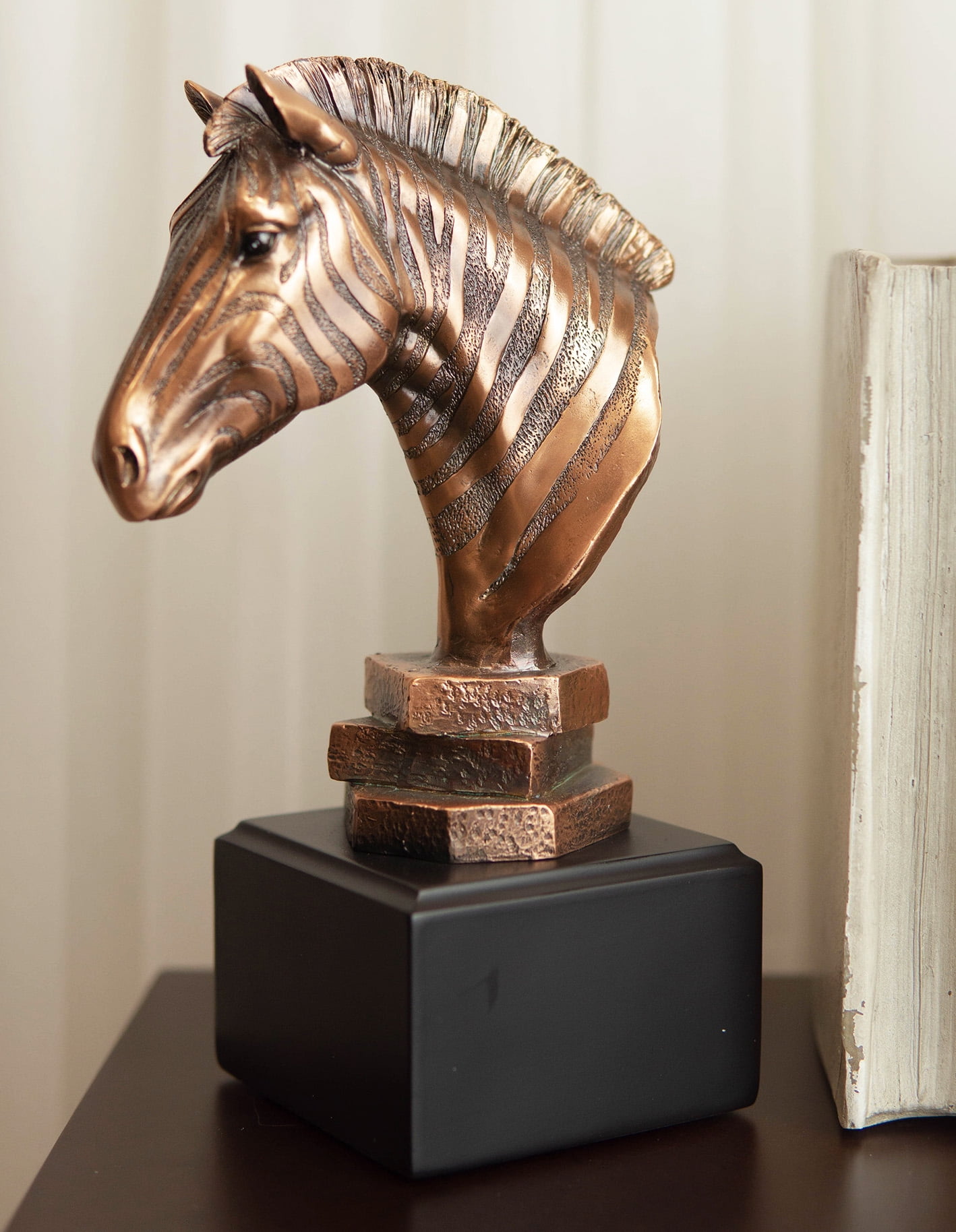 Ebros Madagascar Safari Zebra Horse Bust Statue In Bronze Electroplated ...