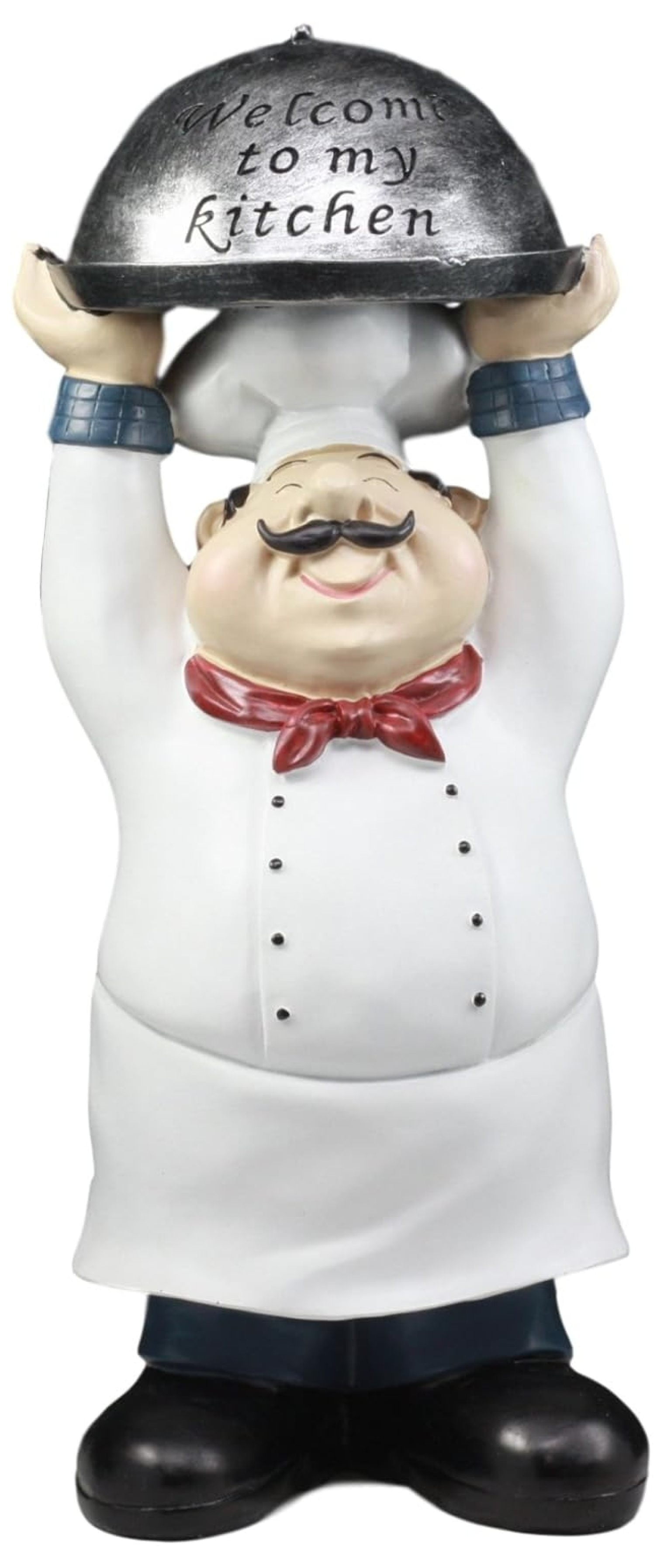 Ebros Master Bistro Chef Holding Melting Dome Tray Statue 14"Tall Head ...