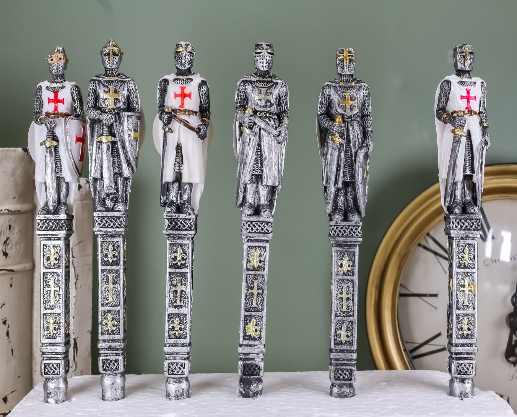 Ebros Gift Medieval Crusader Writing Pens Set, Resin, Handpainted ...