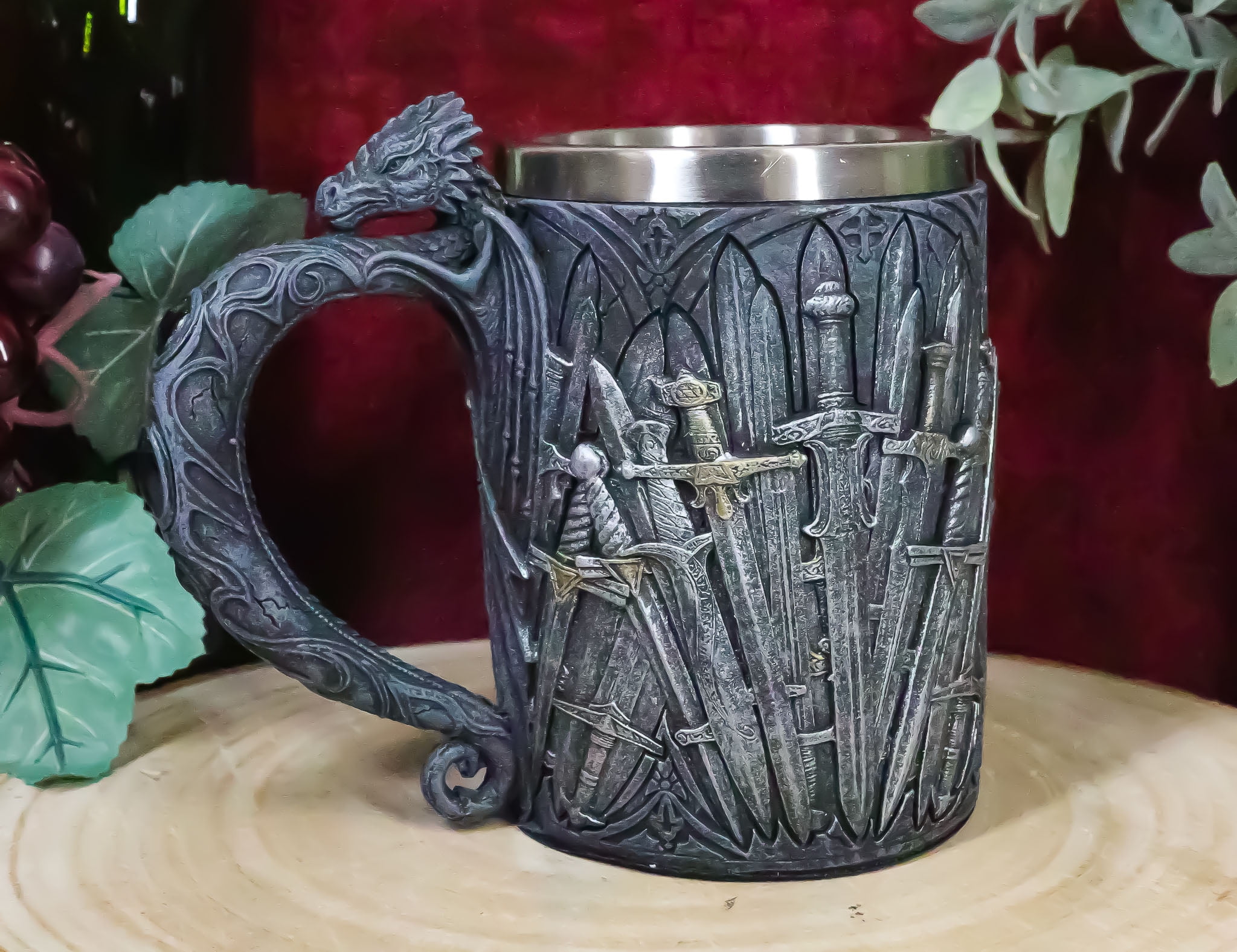 Ebros Medieval Dragon Iron Throne Swords Coffee Mug Drinking Stein ...