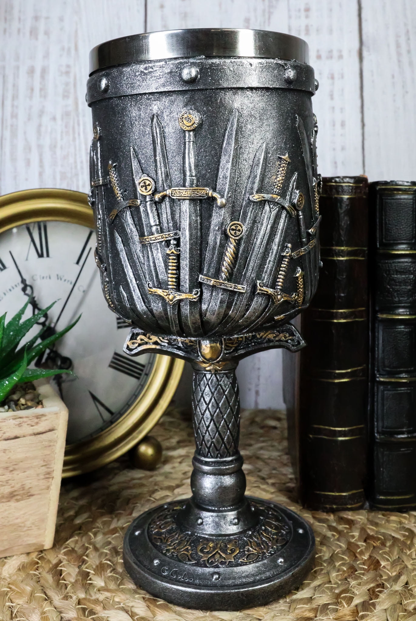 Ebros Medieval Iron Throne Of Valyrian Steel Swords Armory Wine Goblet ...