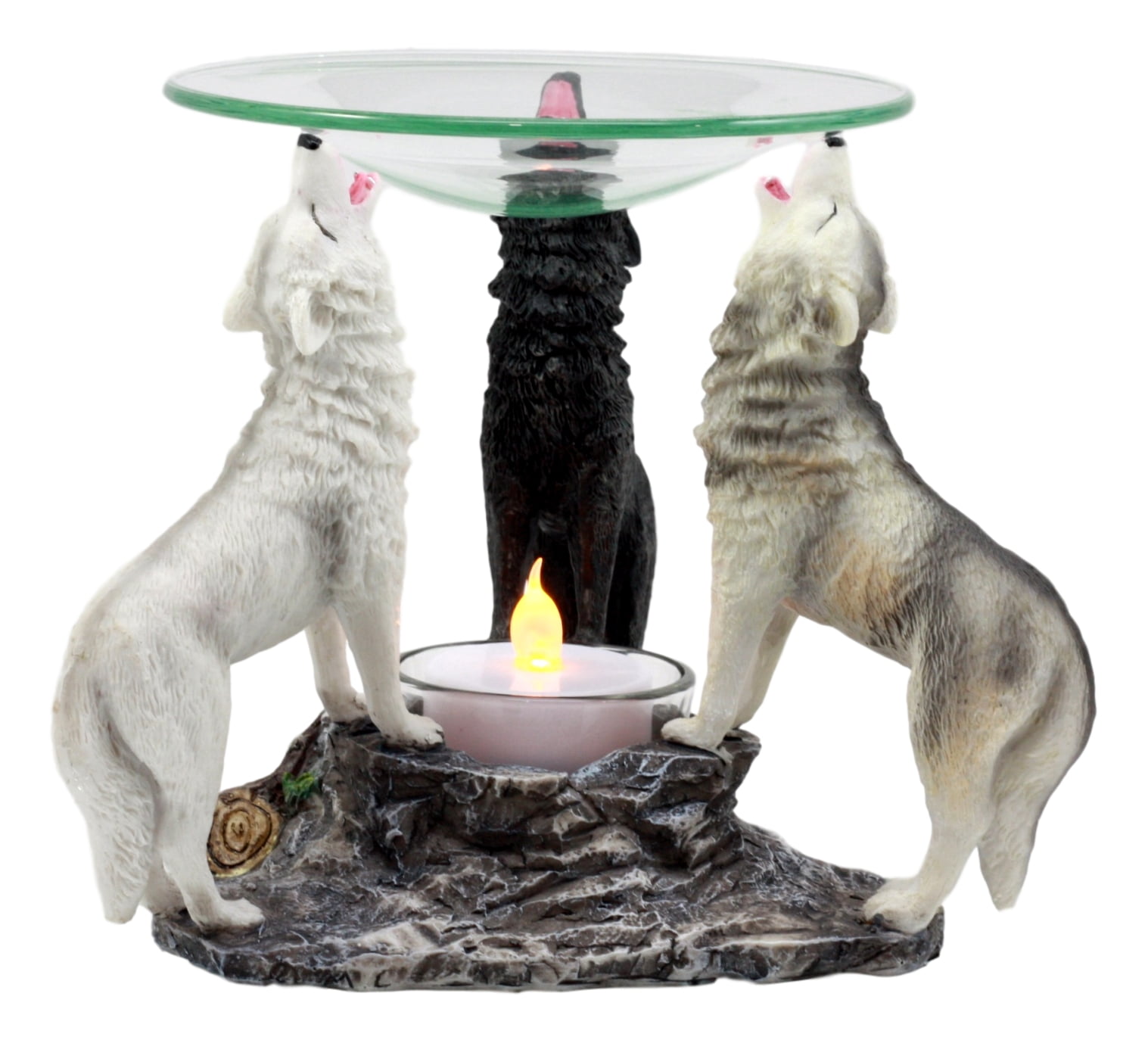 Ebros Moonlight Howling Wolves Oil Warmer, Wax Tart Burner, Fragrance ...