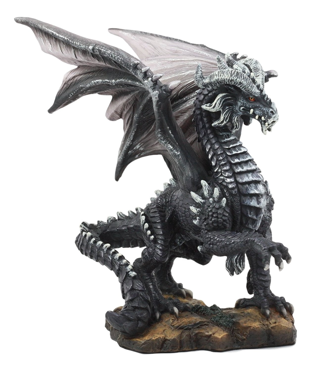 Ebros Mythical Fantasy "Silver Volander" Ancient Wise Dragon Statue 8"H ...