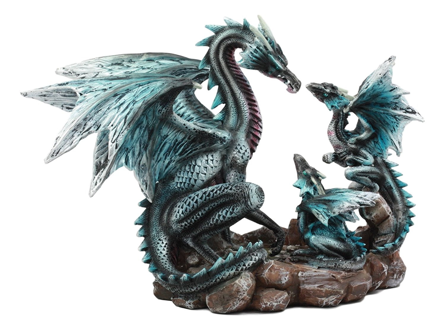 Ebros Narygos Blue Iceberg Mother Dragon With Baby Dragons Statue Home ...