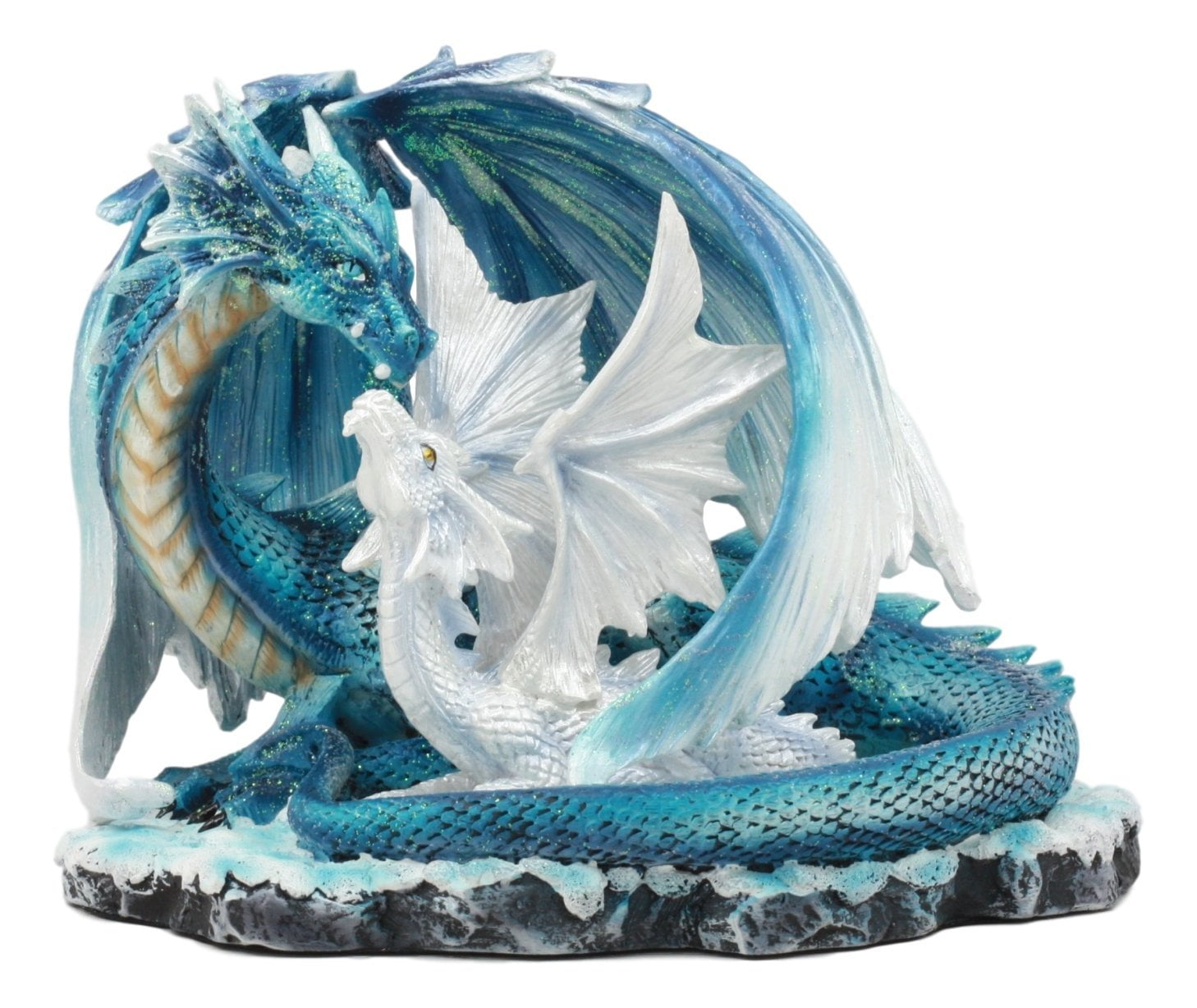 Ebros Nature's Nurture Mother Dragon Adoring White Baby Dragon Statue 6 ...