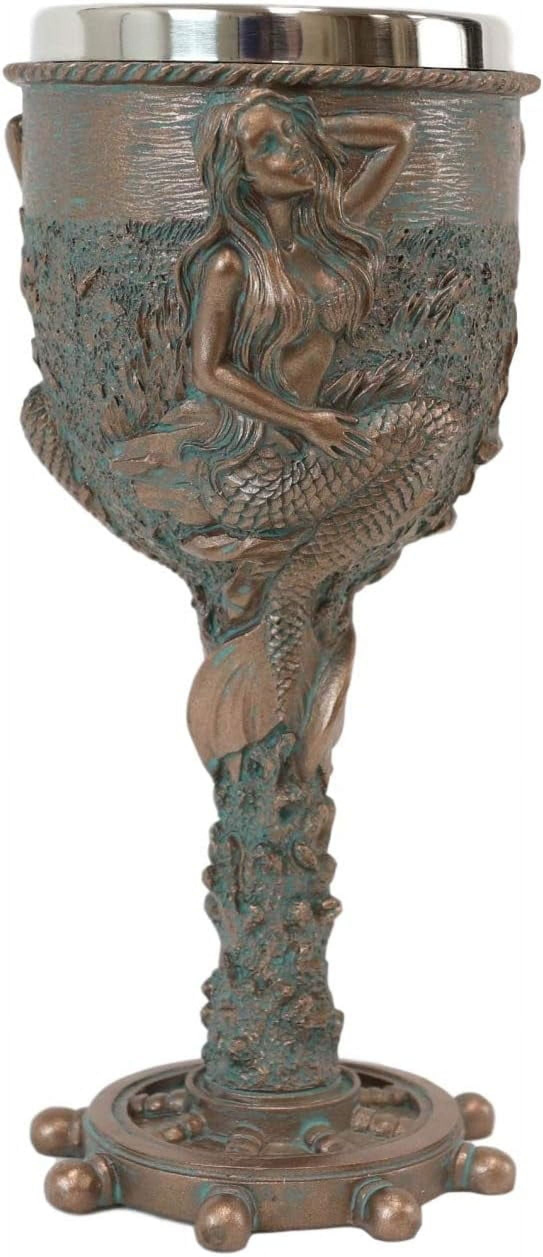 Ebros Nautical Sirens Of The Sea Maiden By Coral With Ship Helm Wheel ...