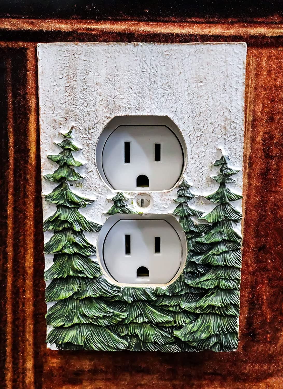 Ebros Pack of 2 Rustic Pine Trees Forest Wall Electrical Switch Outlet ...