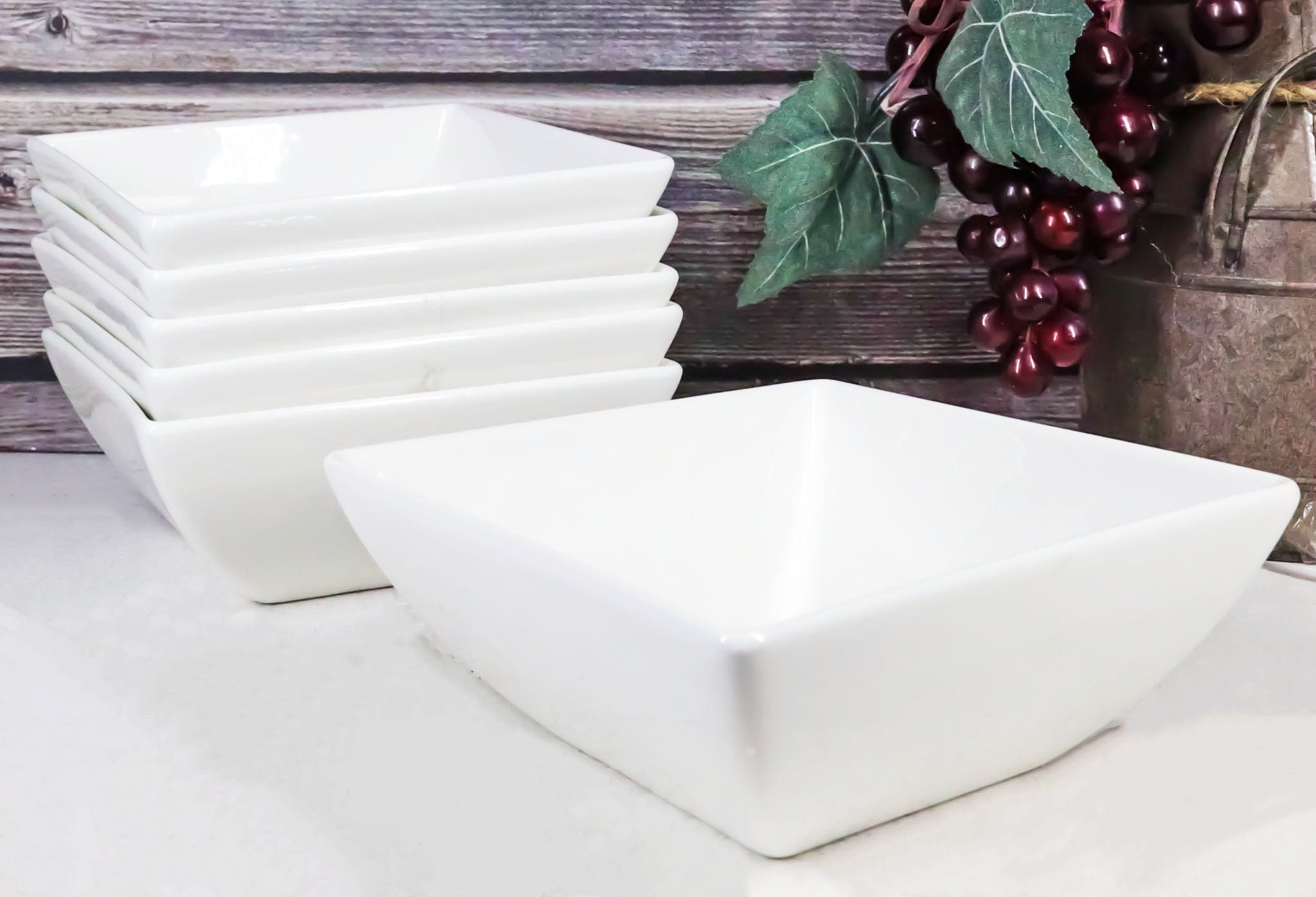 Ebros Pack Of 6 Kitchen & Dining Modern Design Porcelain Square Bowls ...