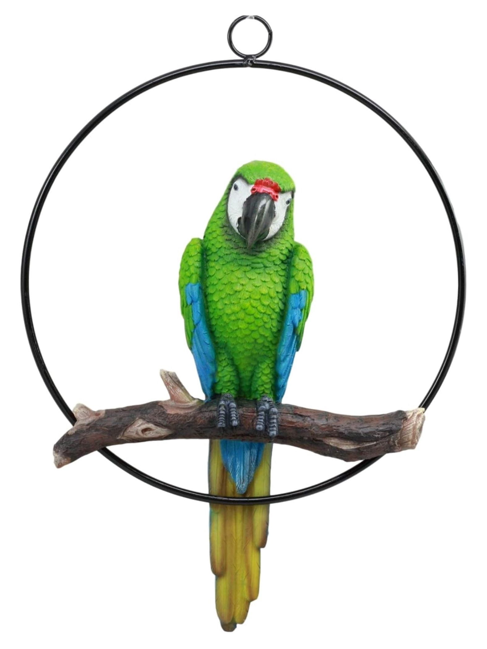 Ebros Patio Home Garden Hanging Scarlet Macaw Parrot Perching on Branch ...