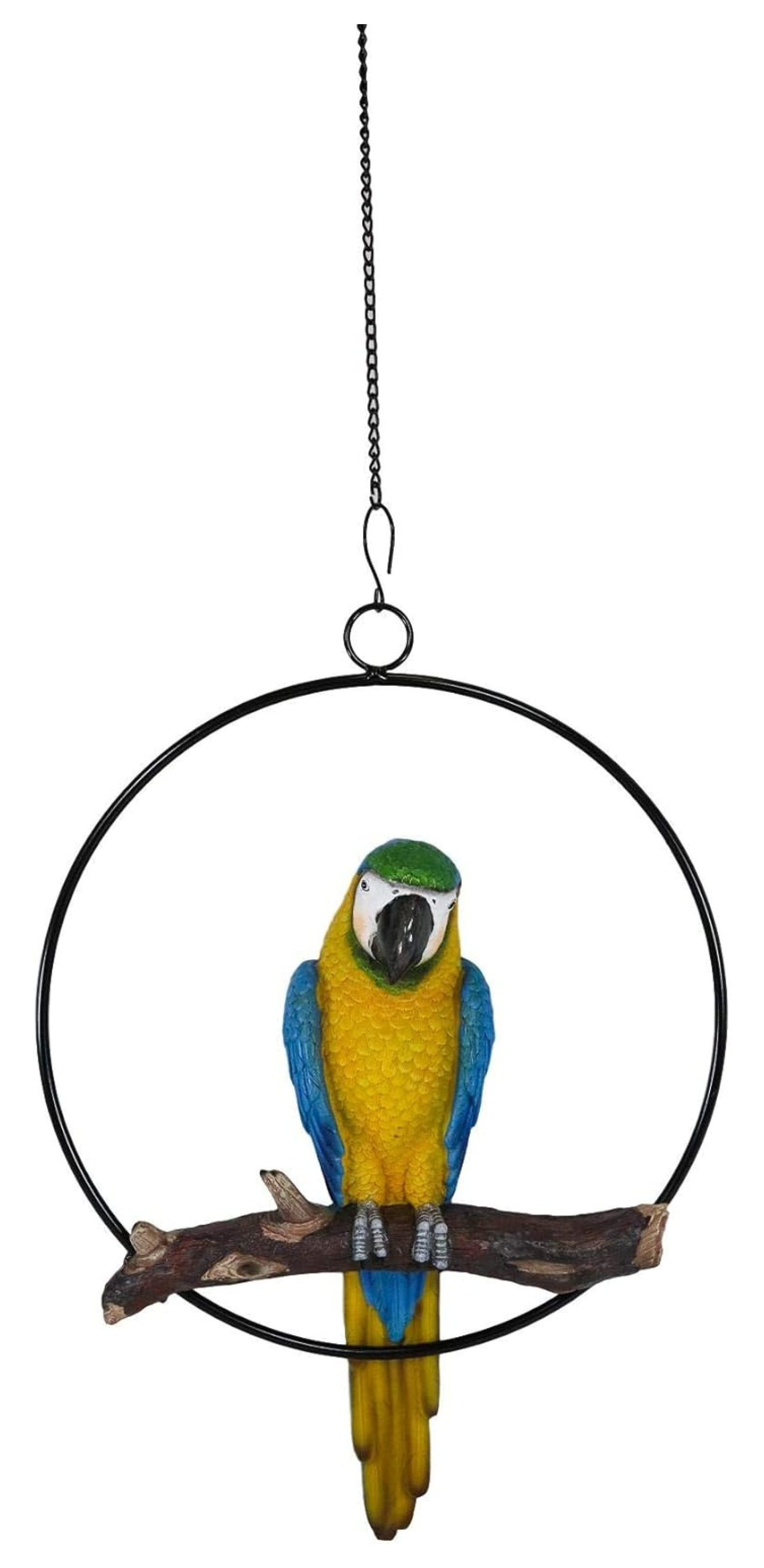 Ebros Patio Home Garden Hanging Scarlet Macaw Parrot Perching on Branch ...