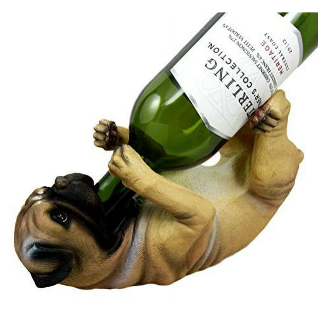 Ebros Pedigree Fawn Pug Dog Wine Bottle Holder 10" Long Home Decor ...