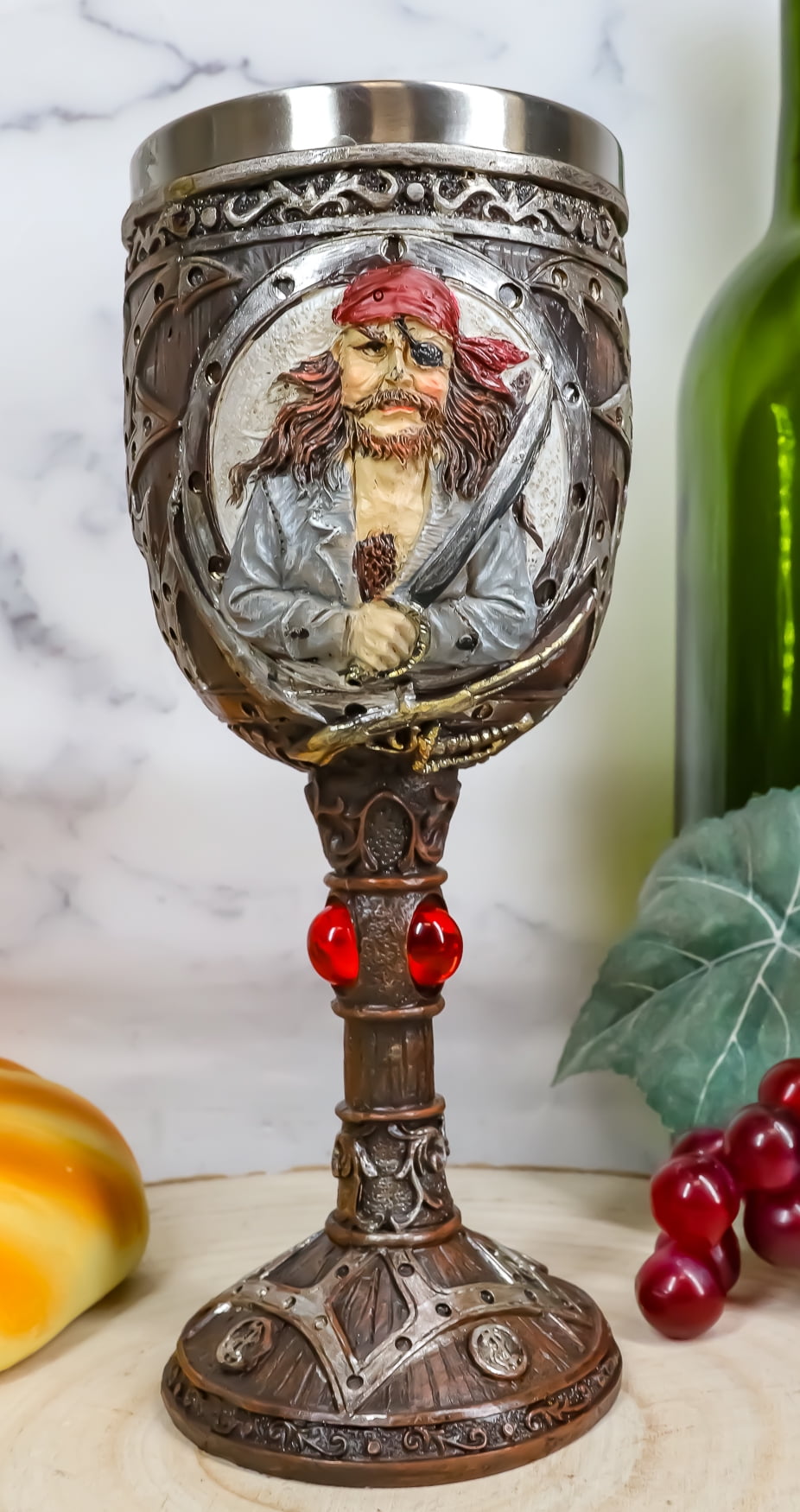 Ebros Pirate Captain Sparrow And Hook Blunderbuss Cutlass Wine Goblet ...