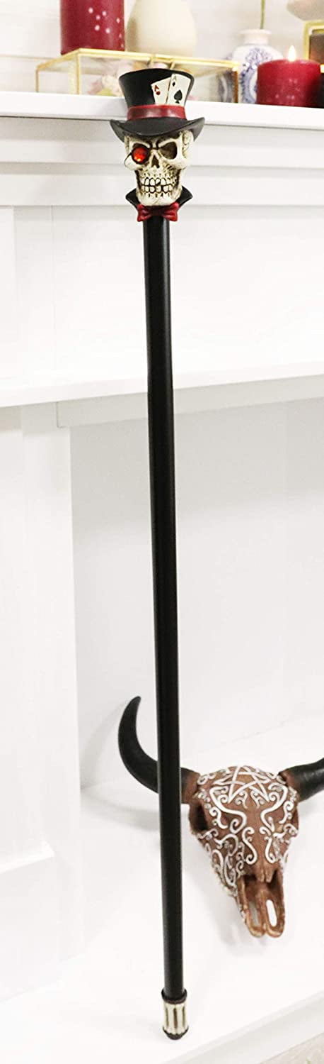 Ebros Poker Skull with Top Hat of Aces Decorative Prop Cosplay Walking ...