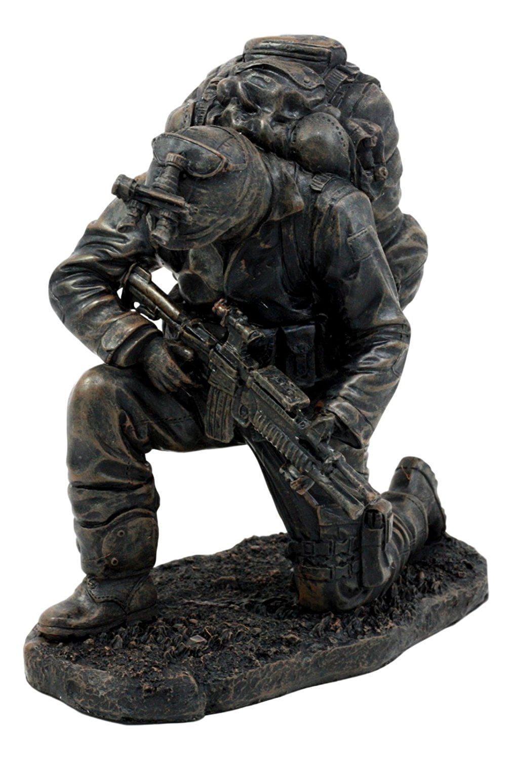 Ebros Gift Courageous Kneeling Soldier Statue, 6" Tall, Bronze Patina ...