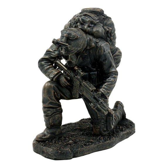 Ebros Gift Courageous Kneeling Soldier Statue, 6" Tall, Bronze Patina ...