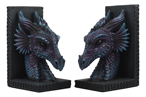 Ebros Purple Beauty Nimrod The Legendary Dragon Head Bookends Set of ...
