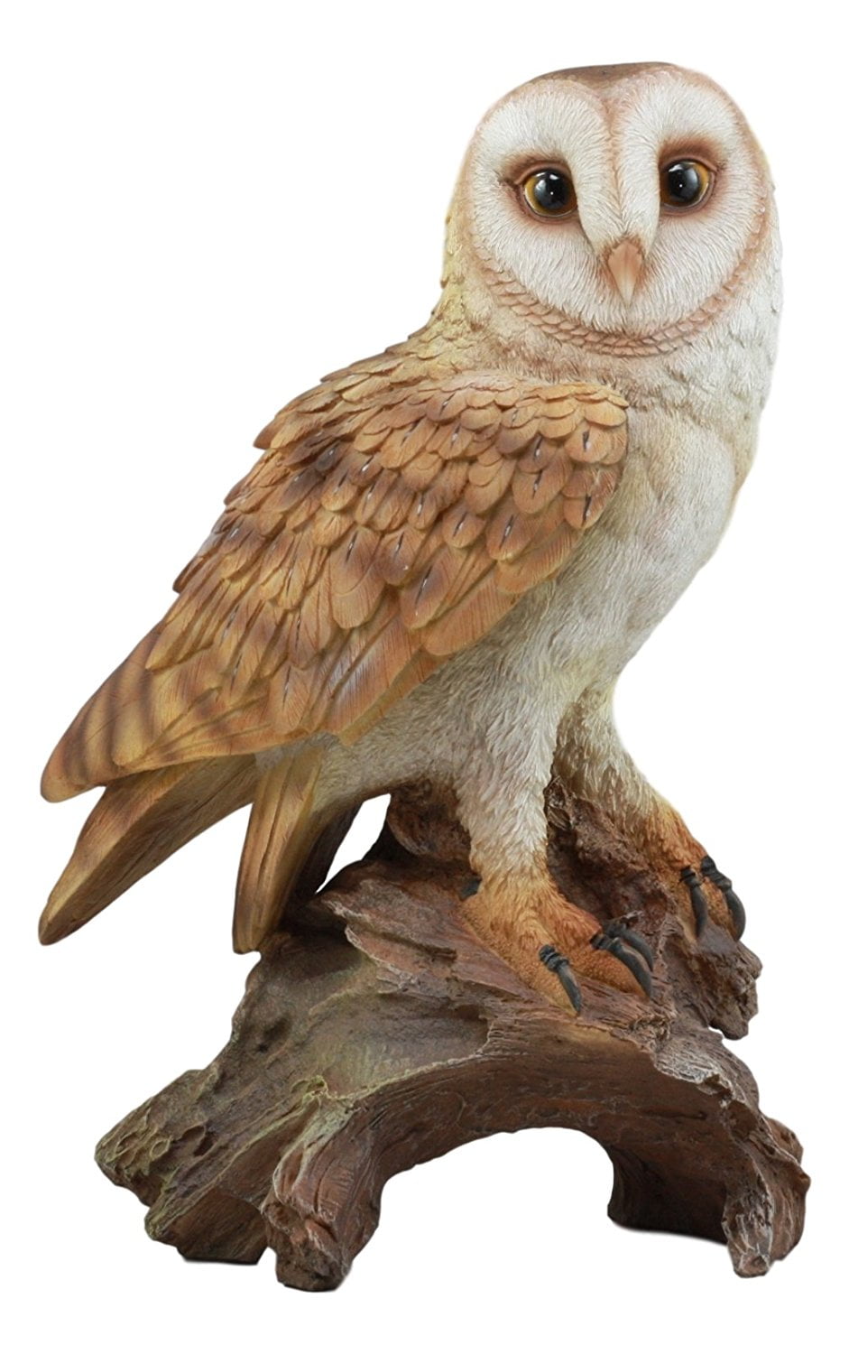 Ebros Realistic Nature Wildlife Common Barn Owl Perching On Tree Stump ...