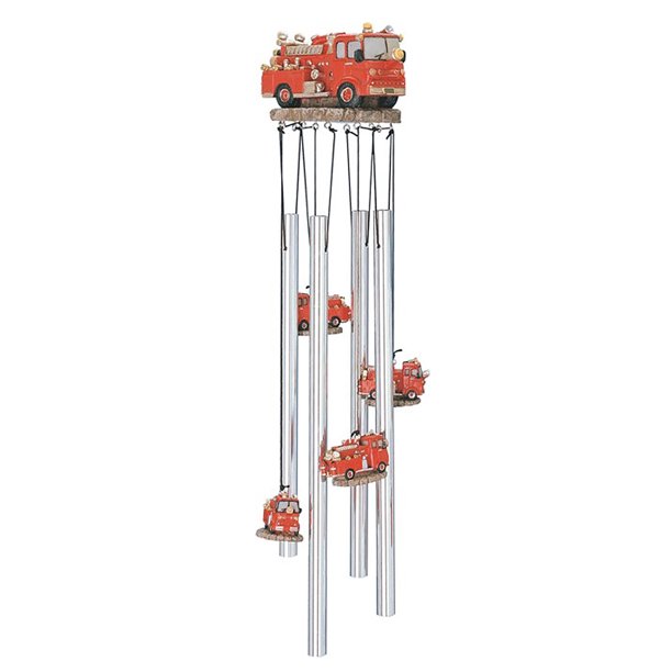 Ebros Red Fire Engine Truck Model Resonant Relaxing Wind Chime Patio ...