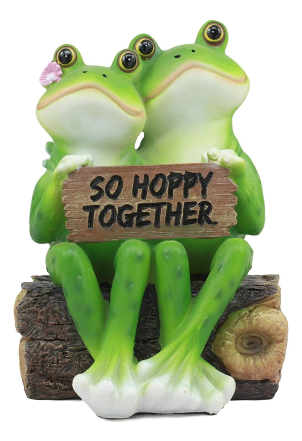 Ebros Romantic Lover Frog Wedding Couple Sitting On Log Figurine ...