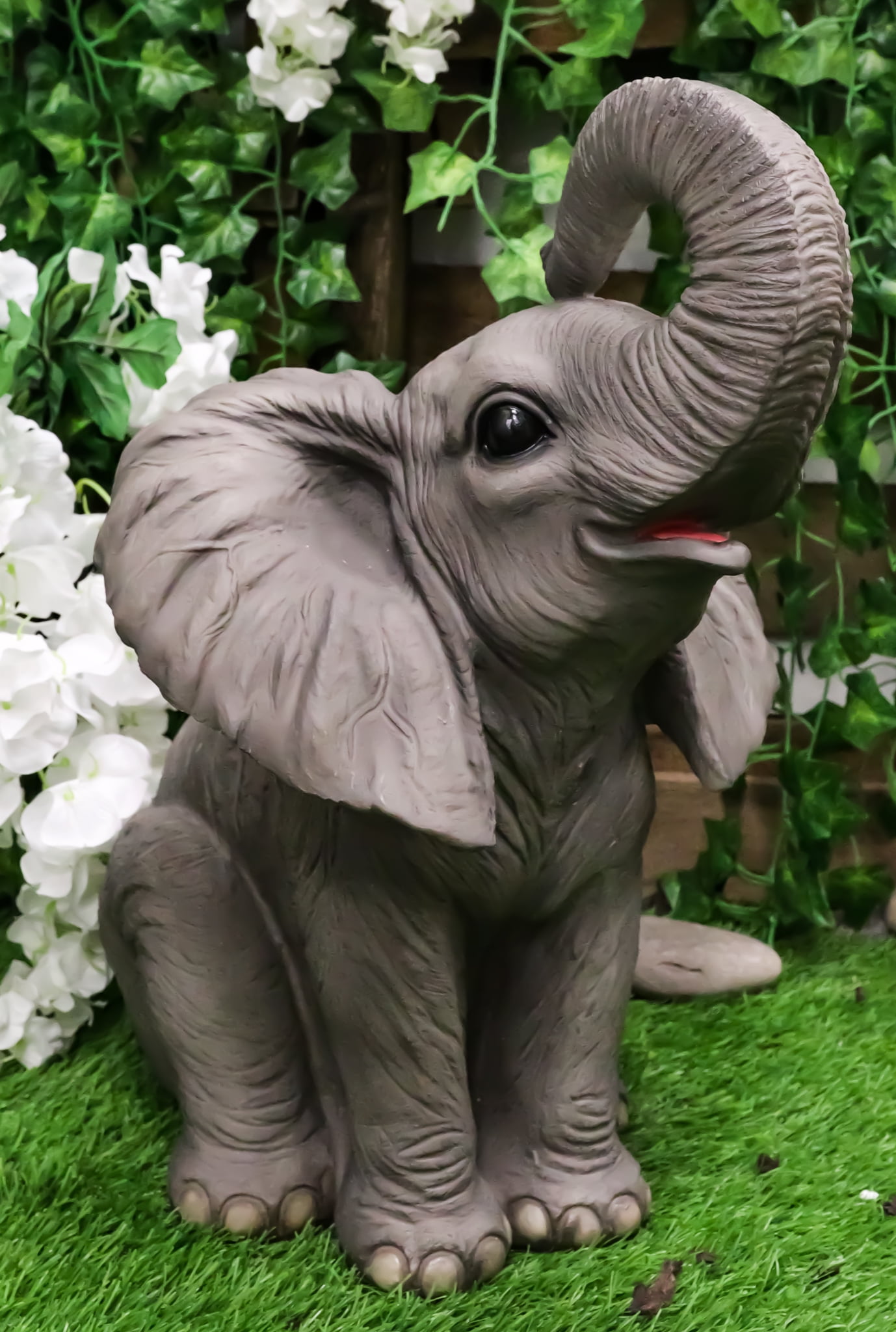 Ebros Home Figurines: Ruby The Elephant Sitting Pretty Large Statue, 17 ...