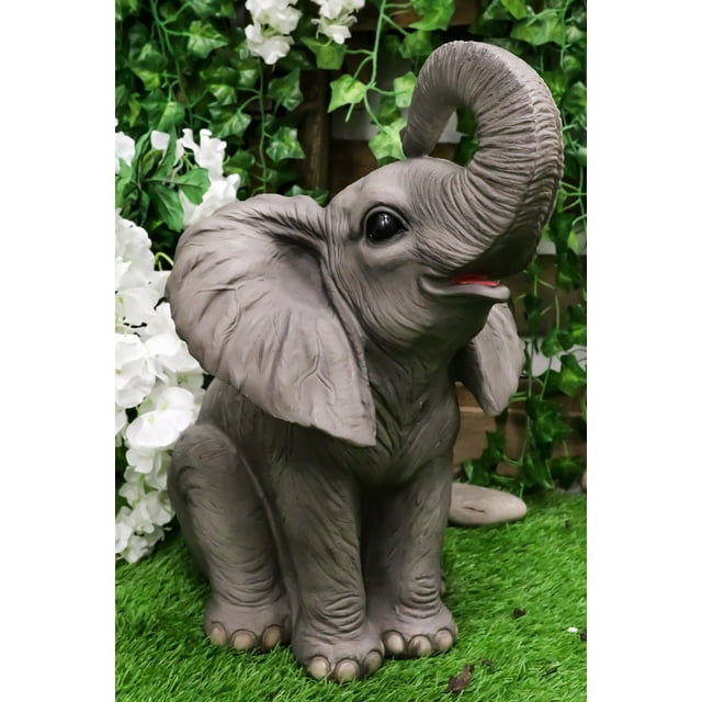 Ebros Home Figurines: Ruby The Elephant Sitting Pretty Large Statue, 17 ...