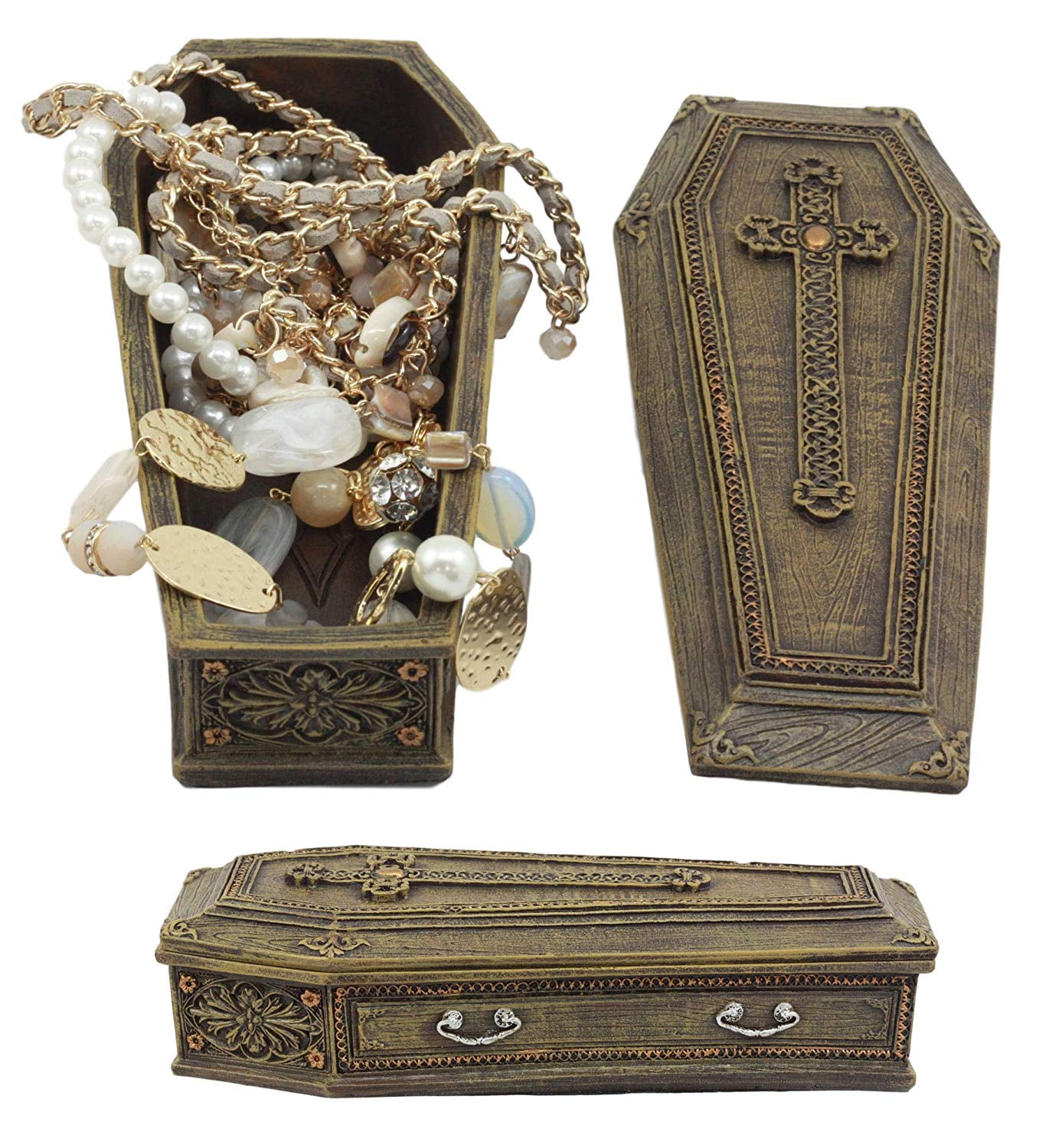 Ebros Rustic Vampire Coffin Box Rest in Peace Dracula Casket Trinket ...