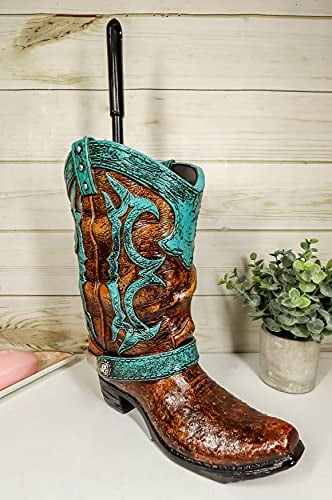 Ebros Rustic Vintage Western Turquoise Faux Leather Cowboy Boot with ...